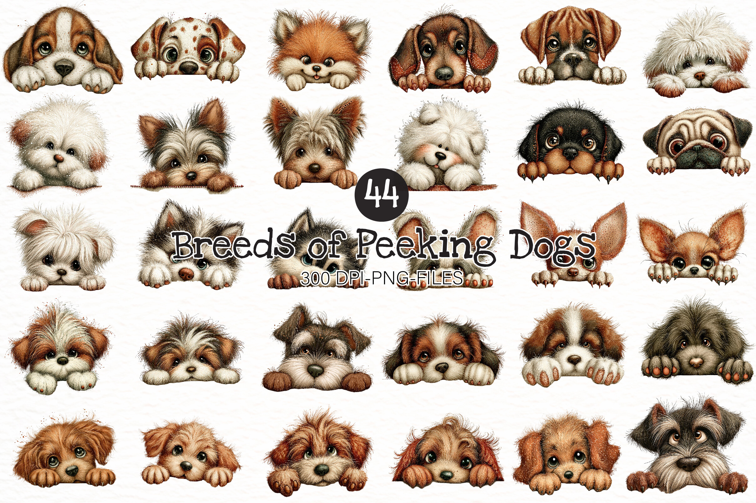 Breeds of Peeking Dogs New Clipart Graphic by Designworld · Creative ...