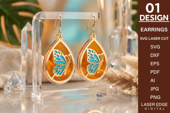 Butterfly Earrings Layer Laser Cut SVG · Creative Fabrica