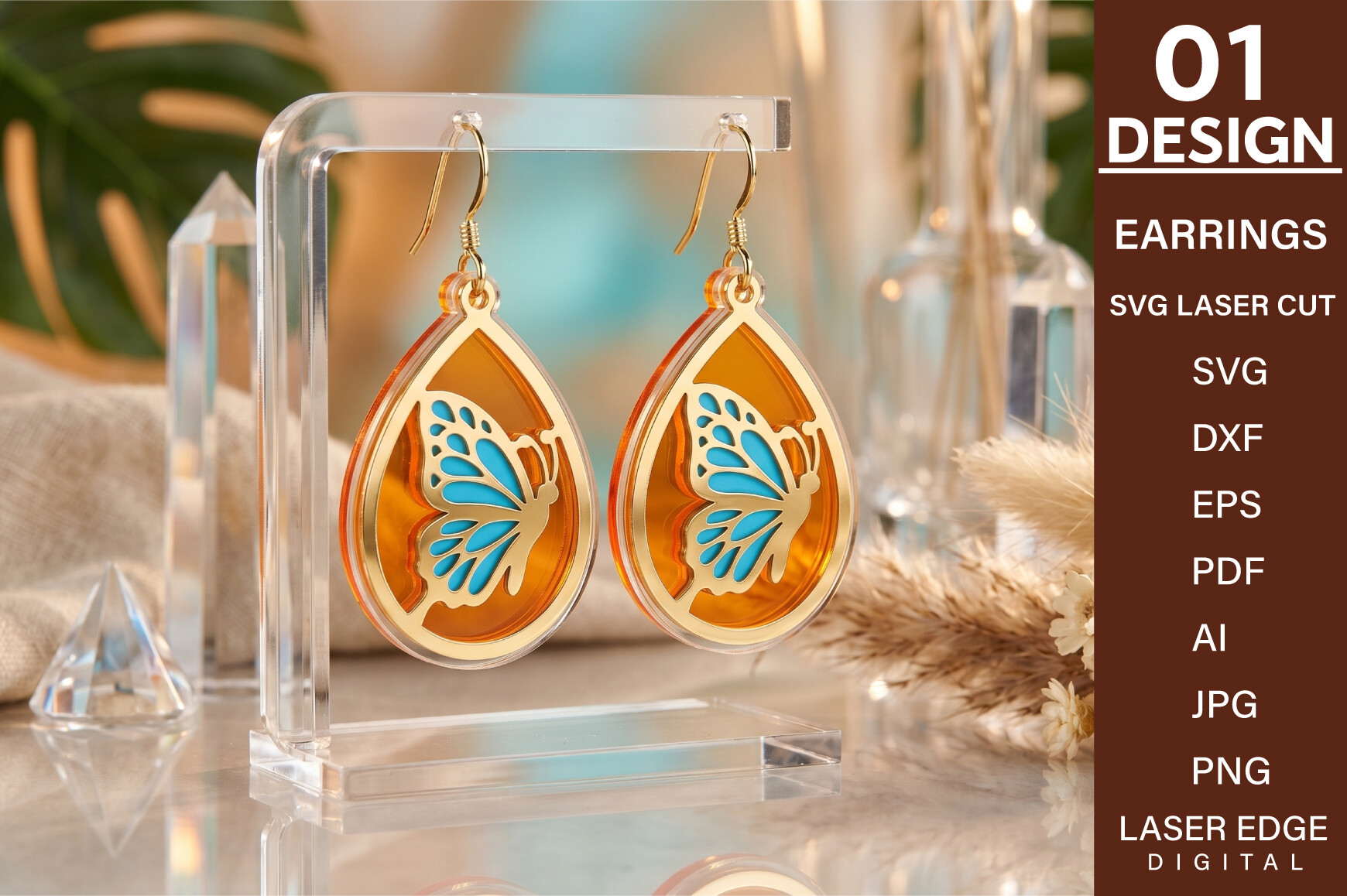 Butterfly Earrings Layer Laser Cut SVG · Creative Fabrica