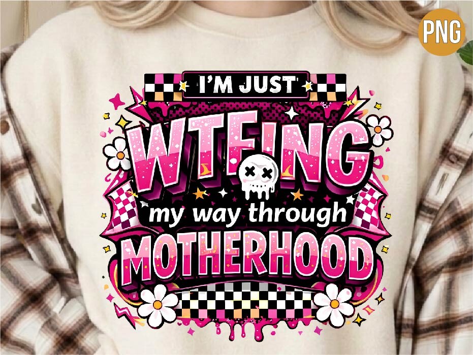 Checkered Funny Motherhood Skull PNG Graphic by AVA STORE · Creative ...
