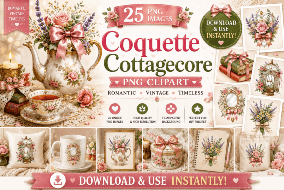 Coquette Cottagecore PNG Clipart Graphic by Hamees Store · Creative Fabrica
