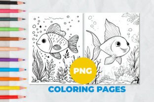 Fish in the Sea Coloring Page Graphic by EveryDay · Creative Fabrica