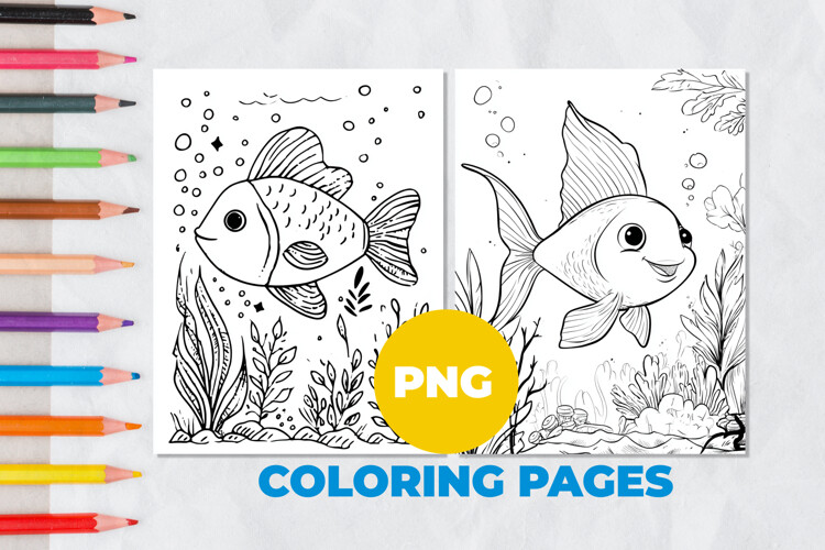 Fish in the Sea Coloring Page Graphic by EveryDay · Creative Fabrica