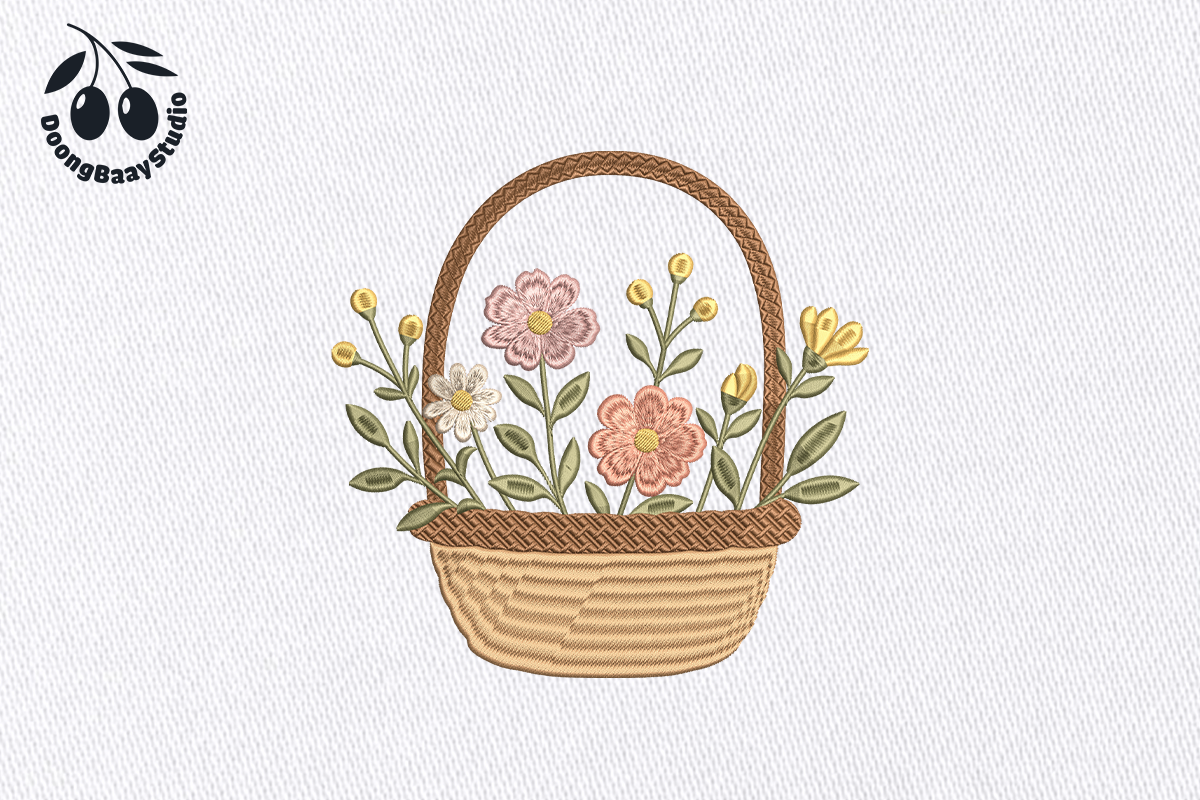 Floral Basket Embroidery Design · Creative Fabrica