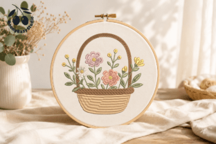 Floral Basket Embroidery Design · Creative Fabrica