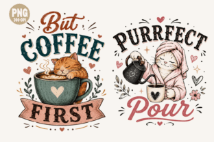 Funny Cat & Coffee Lover PNG Bundle Graphic by NzGraphic · Creative Fabrica
