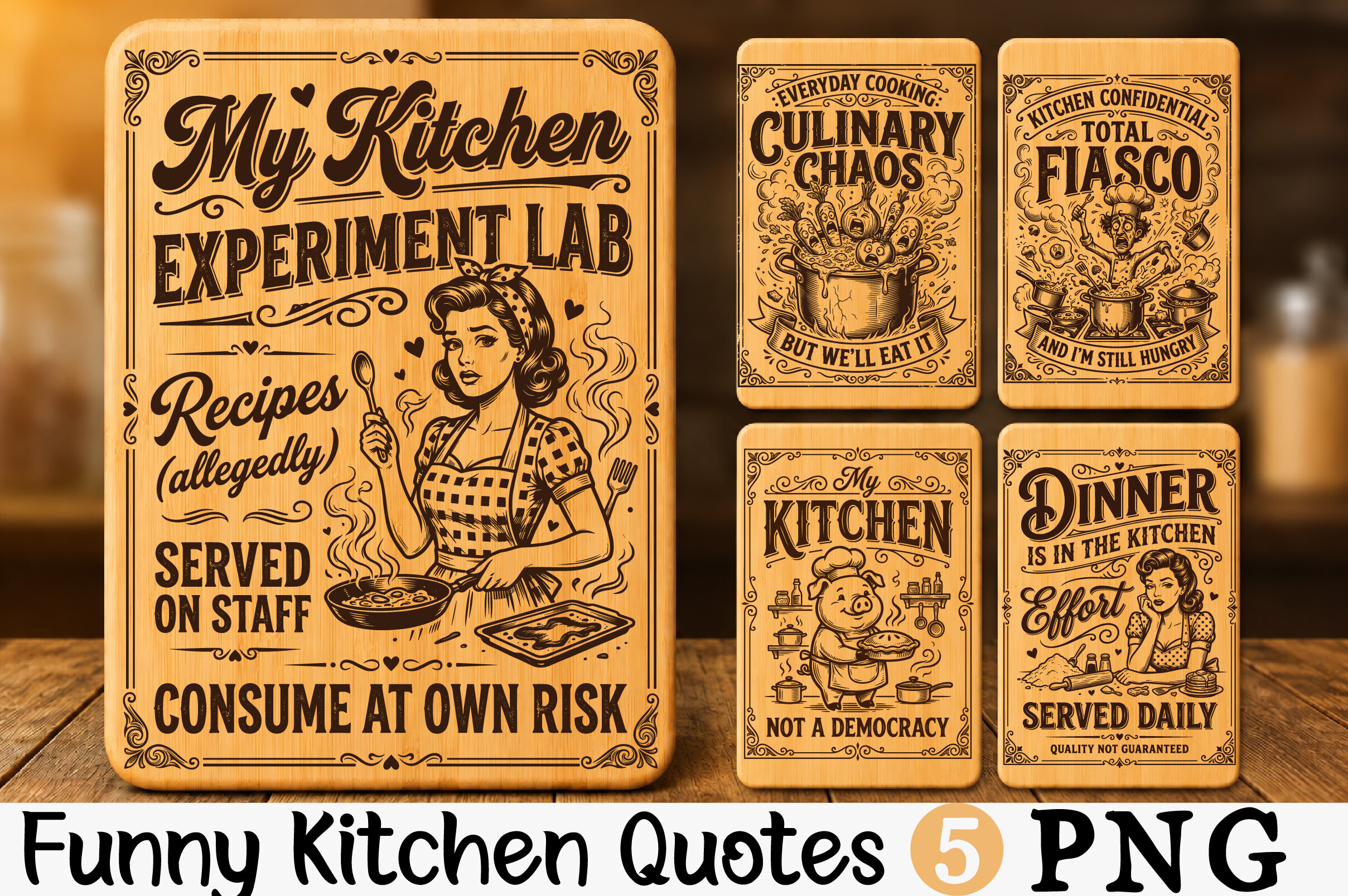 Funny Kitchen Quotes PNG Graphic by Rose Art · Creative Fabrica