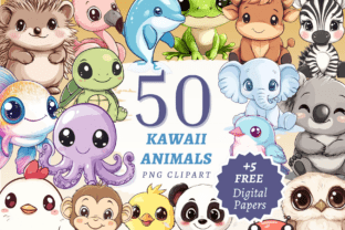 Kawaii Animals PNG Bundle Graphic by SapphireDreamscape · Creative Fabrica