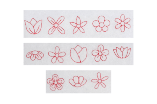 Mini 1 Inch Flower Redwork Bundle · Creative Fabrica