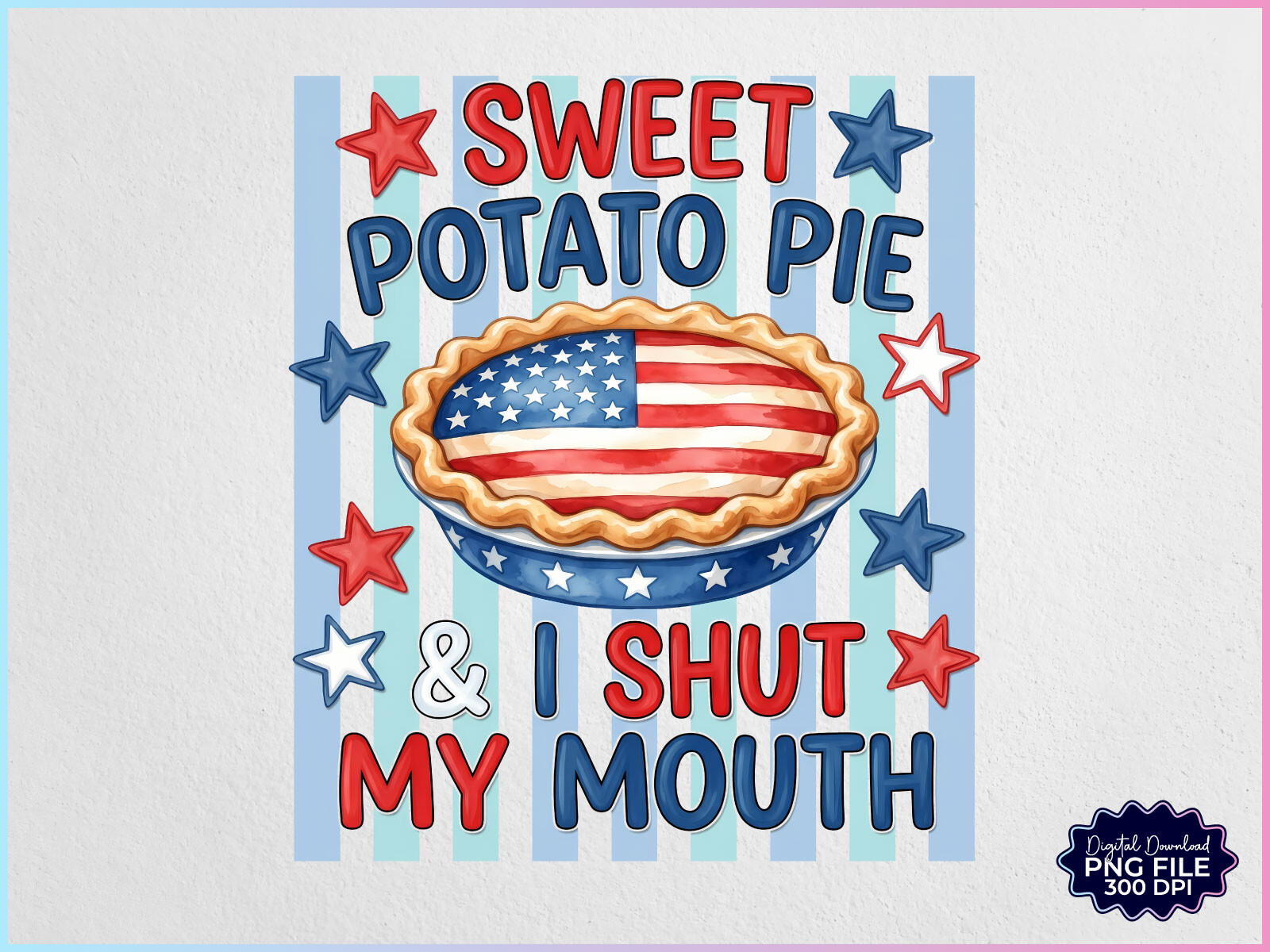 Preppy Patriotic Sweet Potato Pie PNG Graphic by Creative Community ...