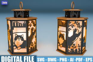 Tuxedo Cat Lantern SVG · Creative Fabrica