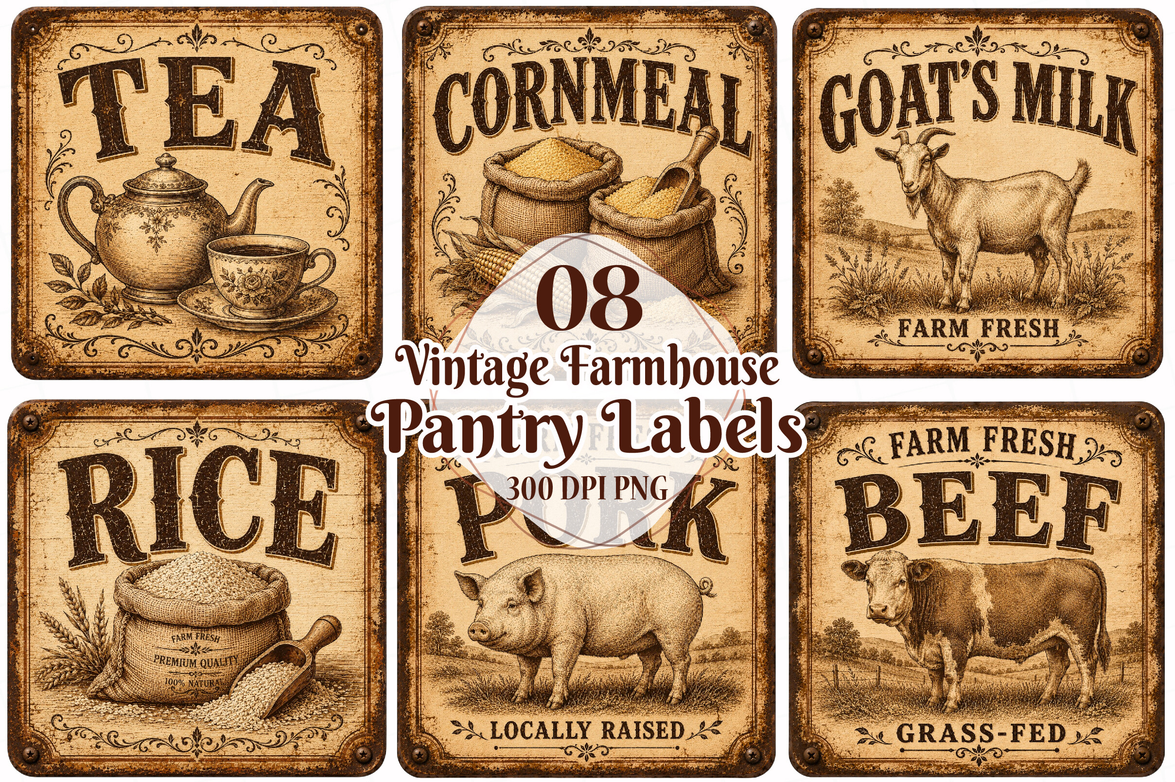 Vintage Farmhouse Pantry Labels Graphic by RevolutionCraft · Creative ...