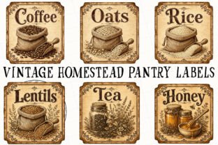 Vintage Homestead Pantry Labels Graphic by RevolutionCraft · Creative ...