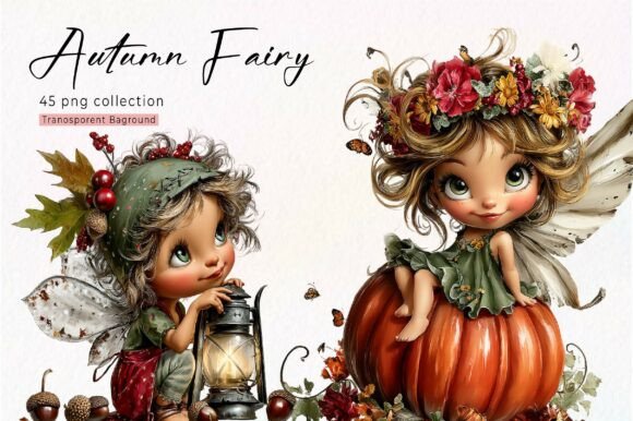 Whimsical Autumn Flower Clipart Bundle Graphic by Print Magic ...