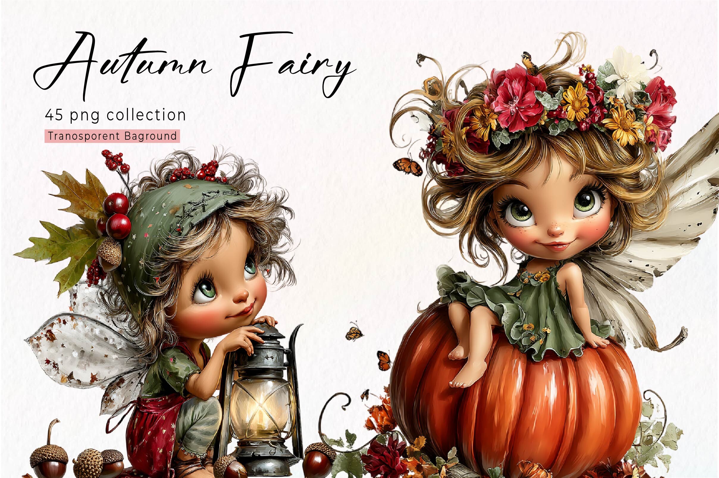 Whimsical Autumn Fairy PNG Clipart Graphic by Print Magic · Creative ...