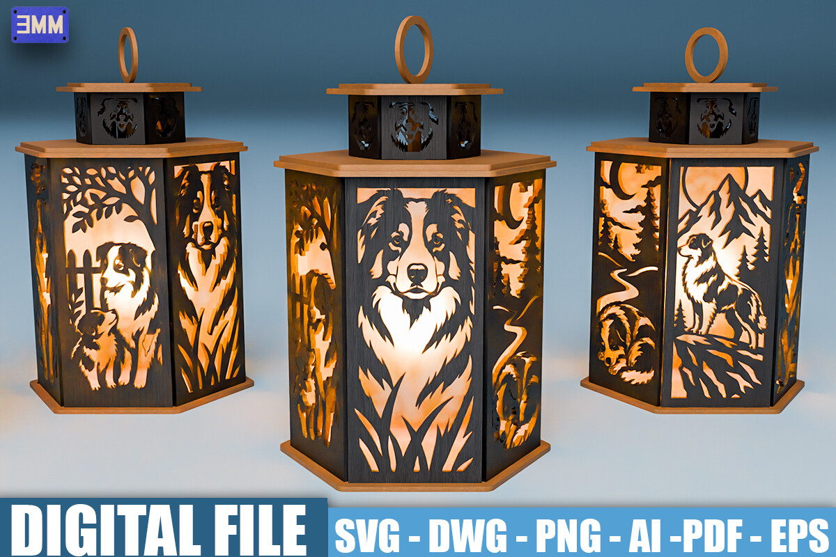 Australian Shepherd Lantern SVG · Creative Fabrica