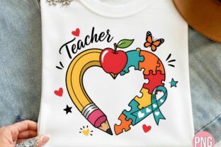 Autism Teacher Pencil Heart PNG Shirt Graphic by BEE CREATION ...