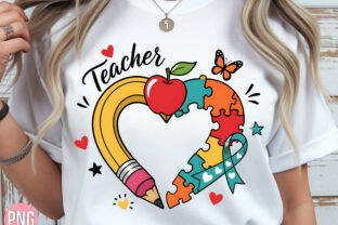 Autism Teacher Pencil Heart PNG Shirt Graphic by BEE CREATION ...