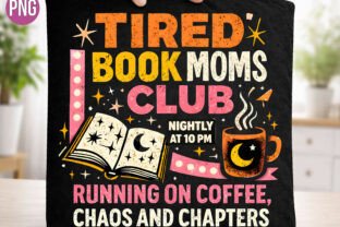 Celestial Moon Tired Book Moms Club PNG Graphic by RICH CREATION ...