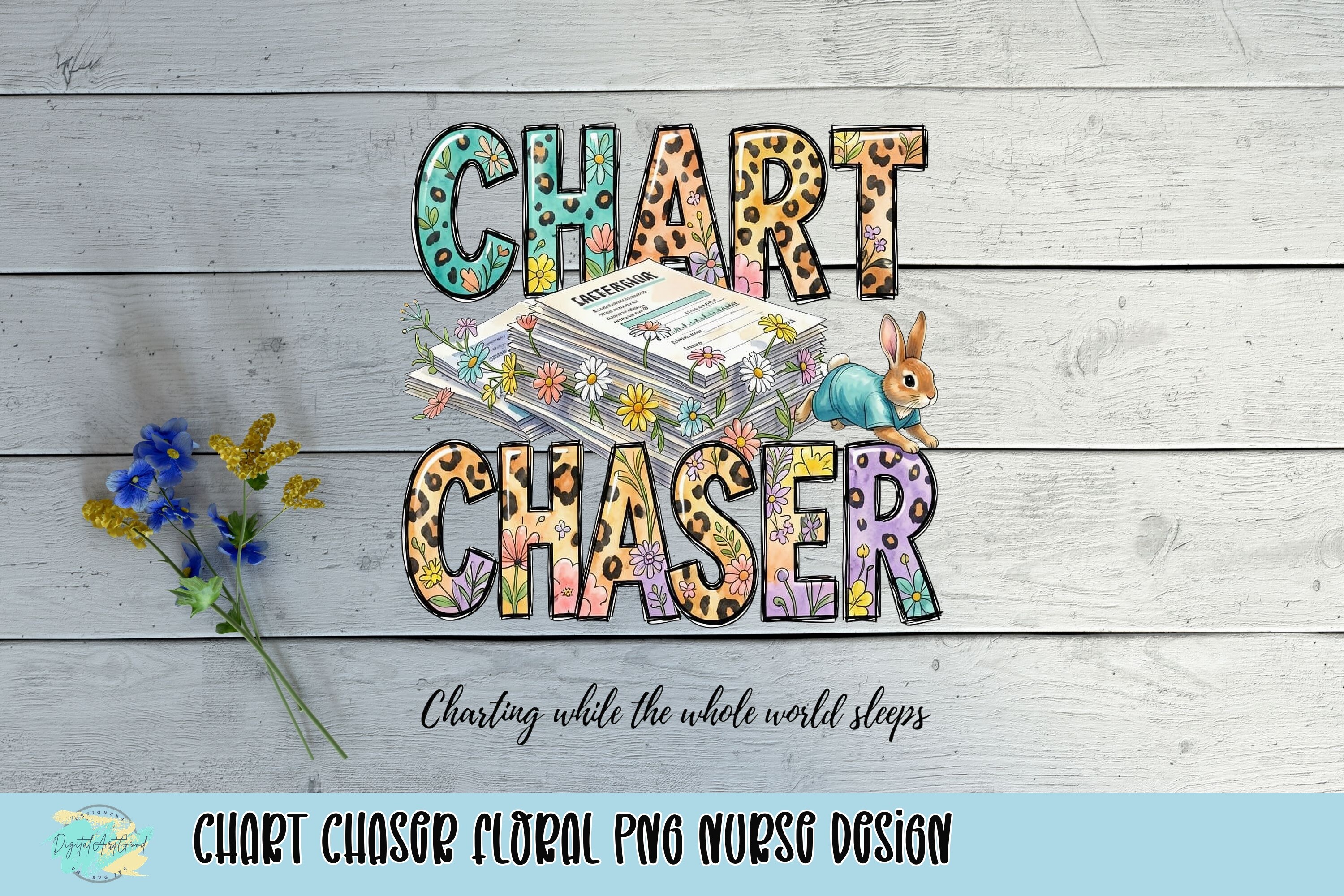 Chart Chaser Floral PNG Nurse Design Graphic by DigitalArtGood ...