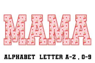 Cherry Varsity Alphabet PNG Bundle a-Z 0 Graphic by superdong_nu ...