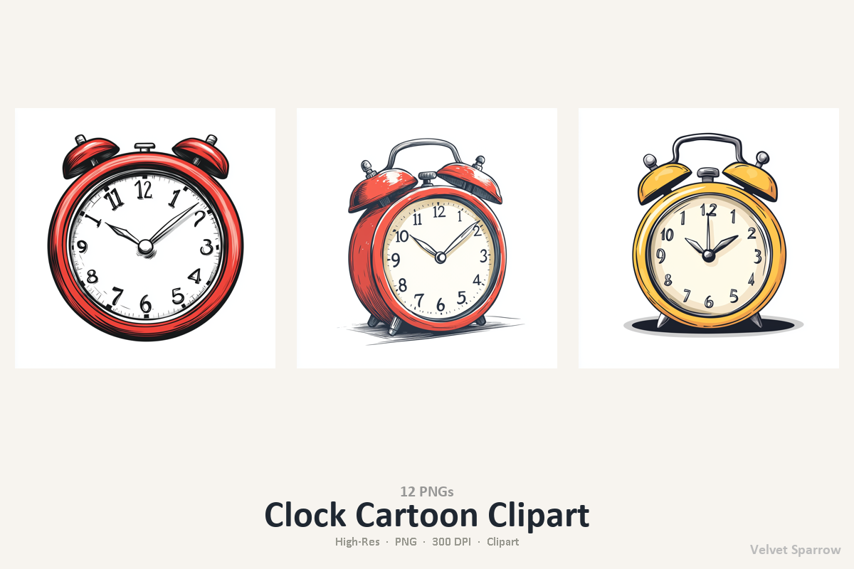 Clock Cartoon Clipart Graphic by Velvet.Sparrow · Creative Fabrica