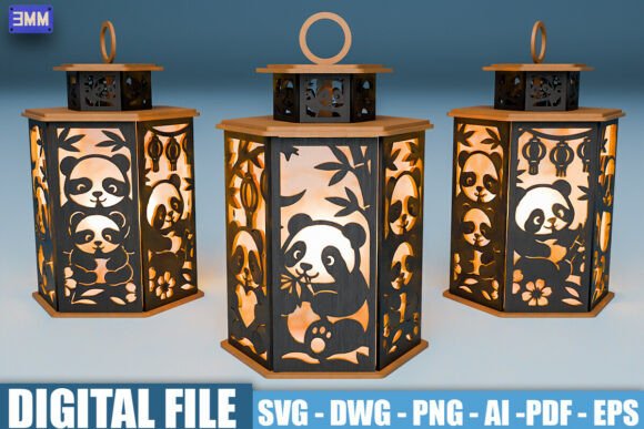 Cute Panda Lantern SVG · Creative Fabrica