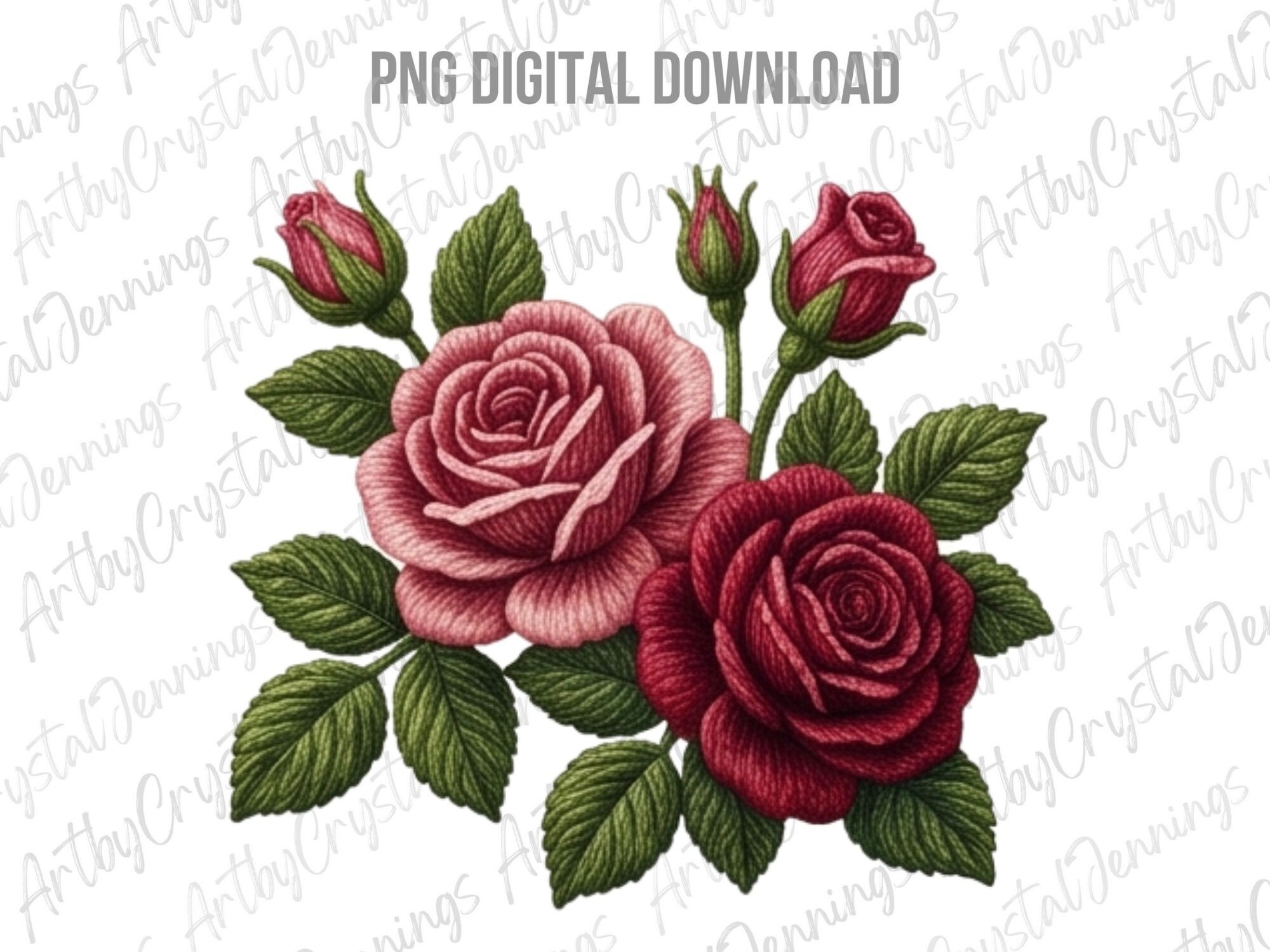 Elegant Floral Dual Rose Botanical PNG Graphic by ArtbyCrystalJennings ...