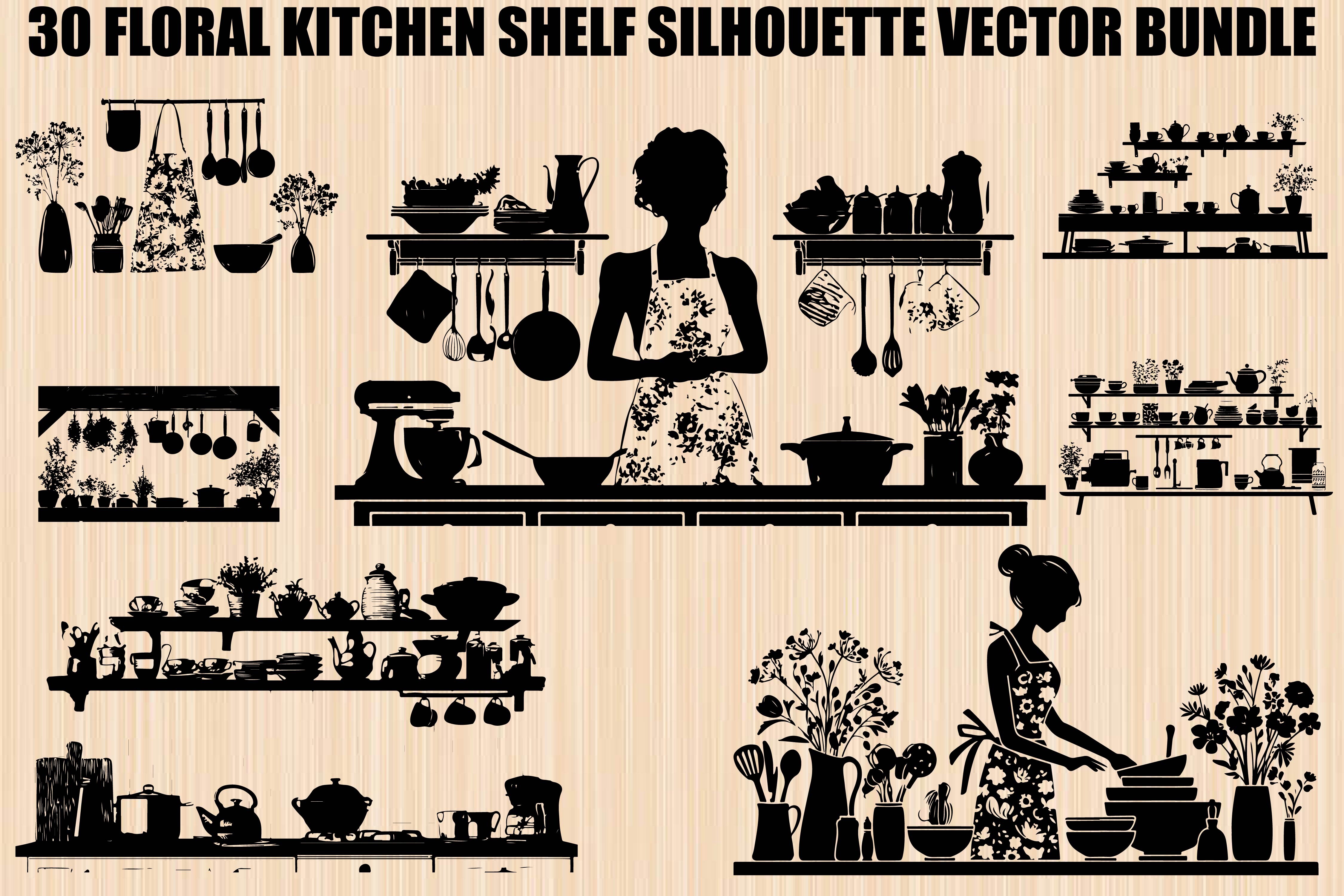 Floral Kitchen Shelf SVG Bundle Graphic by Graphic Divine · Creative ...