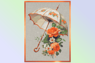 Floral Umbrella Cross Stitch Pattern Graphic by Designer Hoop ...
