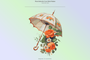 Floral Umbrella Cross Stitch Pattern Graphic by Designer Hoop ...