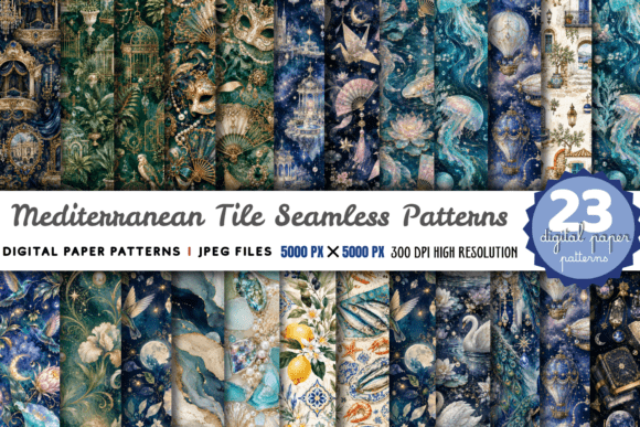 Mediterranean Tile Seamless Patterns Graphic by SvgCuttingShop ...