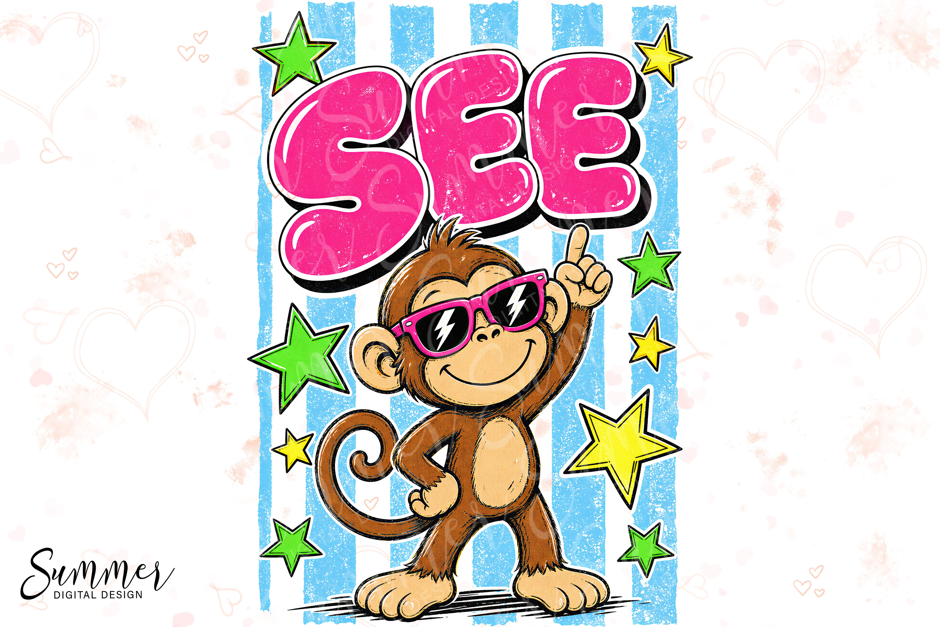 Monkey See Retro Funny Animal Sublimatio Graphic by Summer Digital ...
