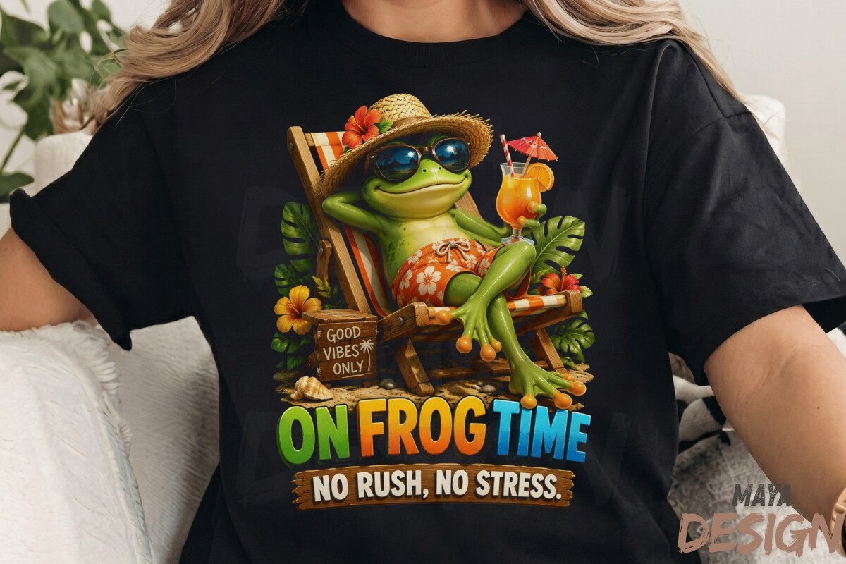 On Frog Time No Rush No Stress Funny PNG Graphic by Maya Design ...