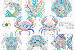 Pastel Coastal Sea Life PNG Beach Animal Graphic by MICON DESIGNS ...