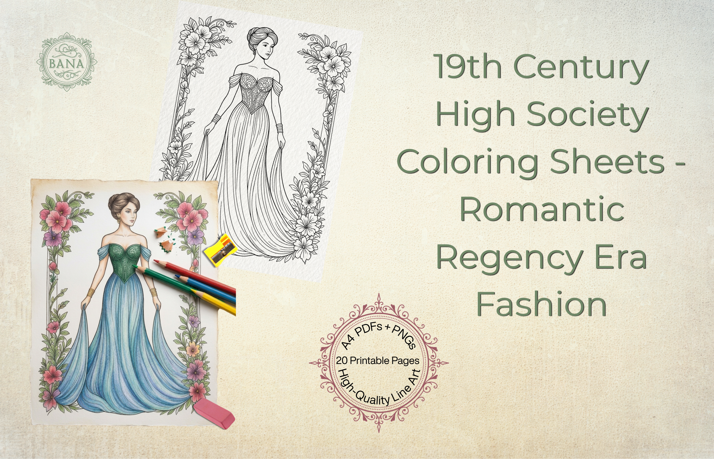 Romantic Regency Era Coloring Book Graphic by Biljana Đaković ...