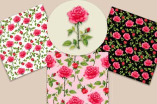 Seamless Patterns with Rose Illustration Graphic by arevkasunshine ...