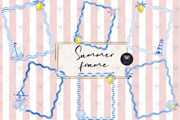 Summer Frame Clipart Watercolor Graphic by BigCakeBee · Creative Fabrica