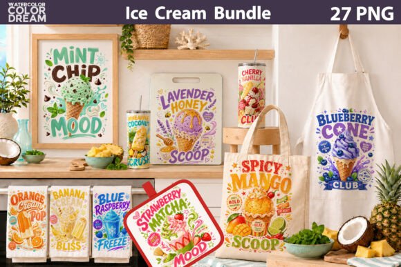 Summer Ice Cream Clipart Graphic by WatercolorColorDream · Creative Fabrica
