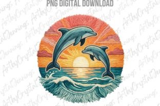 Sunset Dolphins Ocean PNG Graphic by ArtbyCrystalJennings · Creative ...