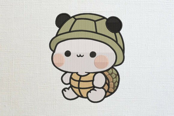 Adorable Panda Hat Baby Turtle · Creative Fabrica