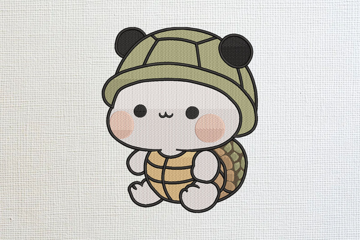 Adorable Panda Hat Baby Turtle · Creative Fabrica