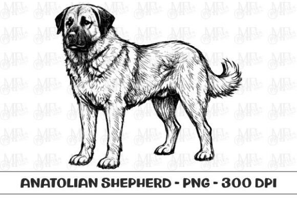 Anatolian Shepherd Dog Sketch PNG Graphic by MoxiFikaDesignCo ...
