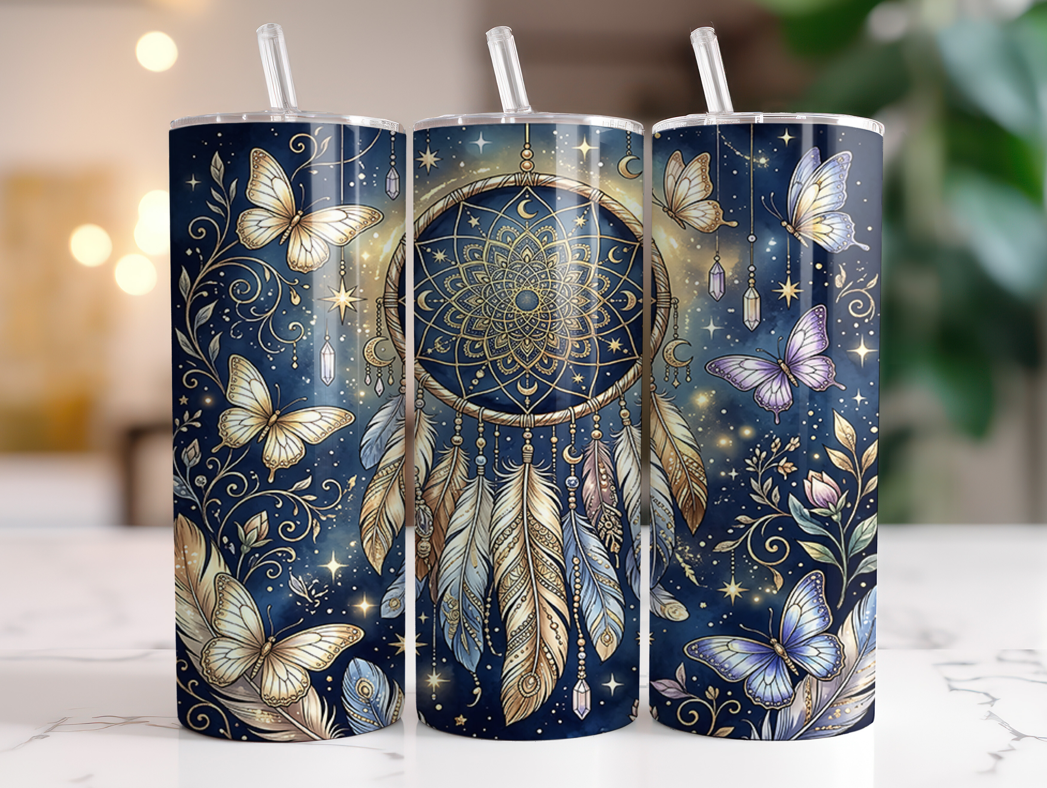 Celestial Dreamcatcher Butterfly Tumbler Graphic by RahatKDP · Creative ...