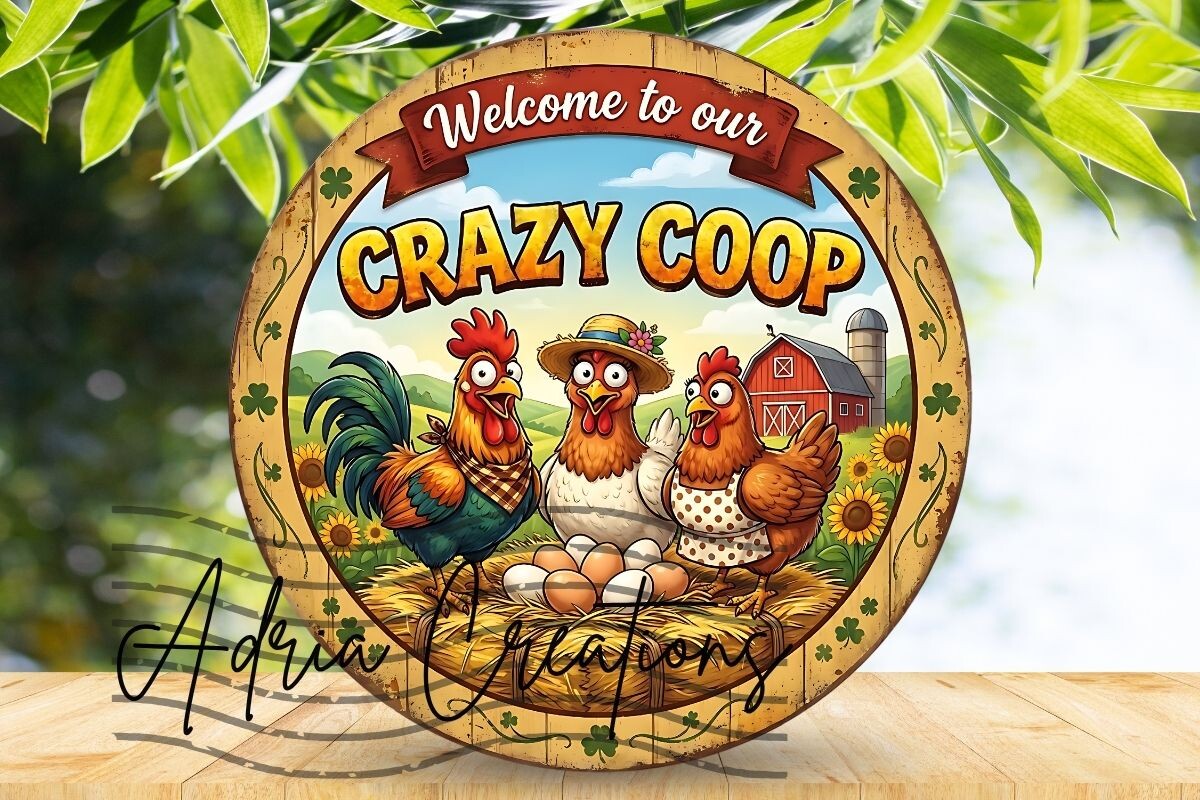 Chicken Door Sign, Funny Wind Spinner Graphic by Adria Creations ...