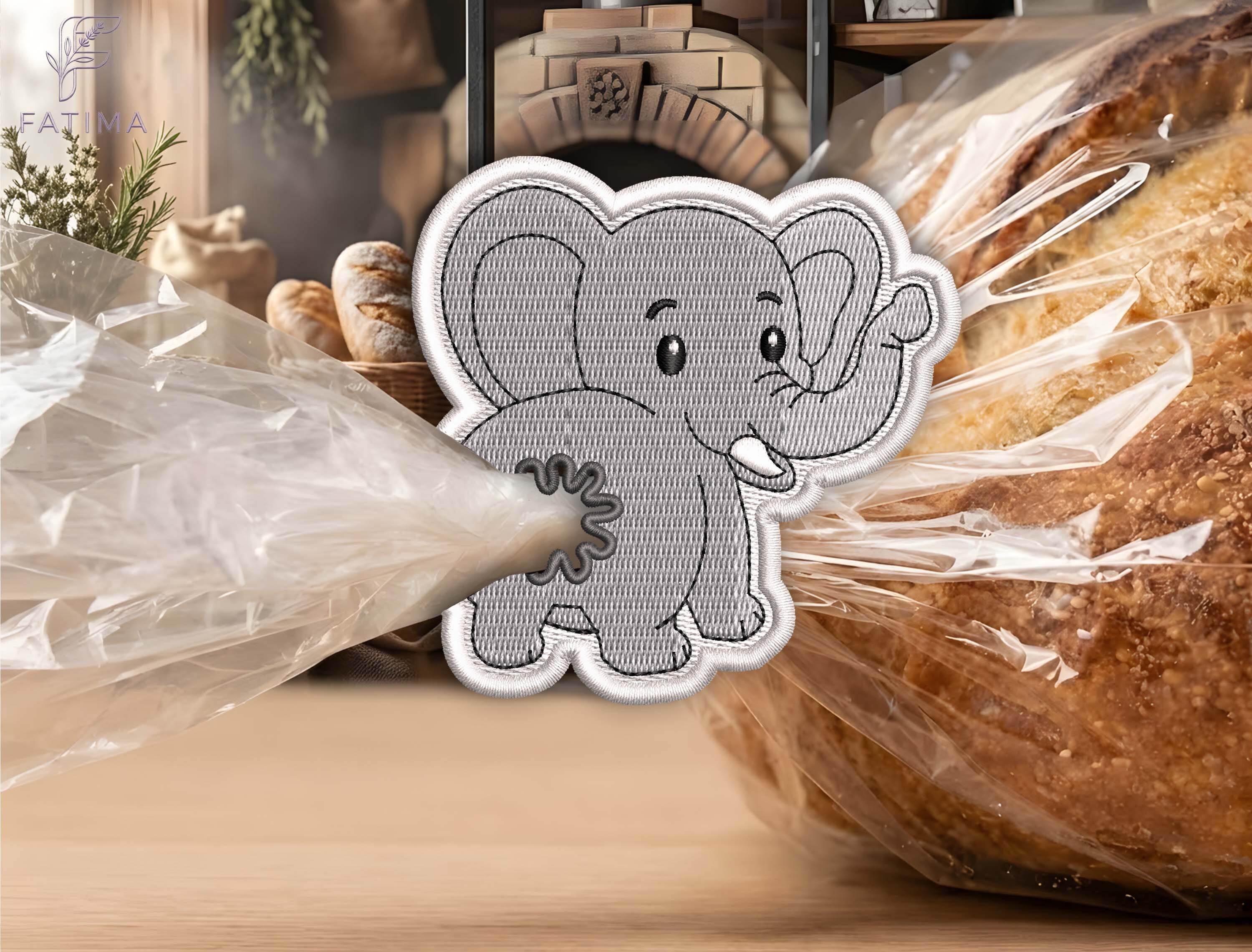 Cute Elephant Bag Tie Embroidery Design · Creative Fabrica