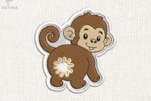 Cute Monkey Bag Tie Embroidery Design · Creative Fabrica