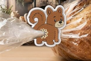 Cute Squirrel Bag Tie Embroidery Design · Creative Fabrica