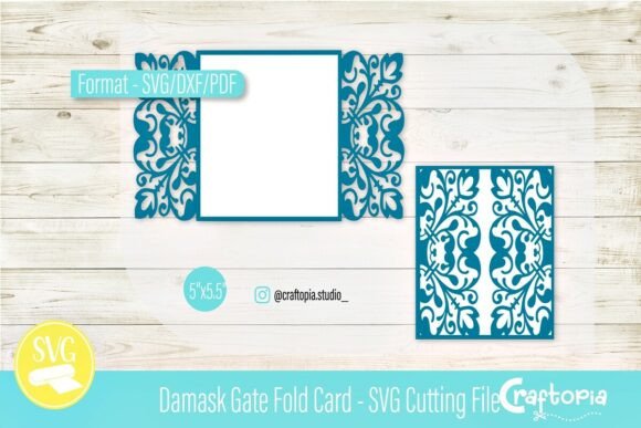 Damask Gate Fold Card – SVG Cutting File · Creative Fabrica