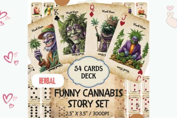 Funny Cannabis Playing Cards PNG Bundle Graphic by Murmeo Designs ...